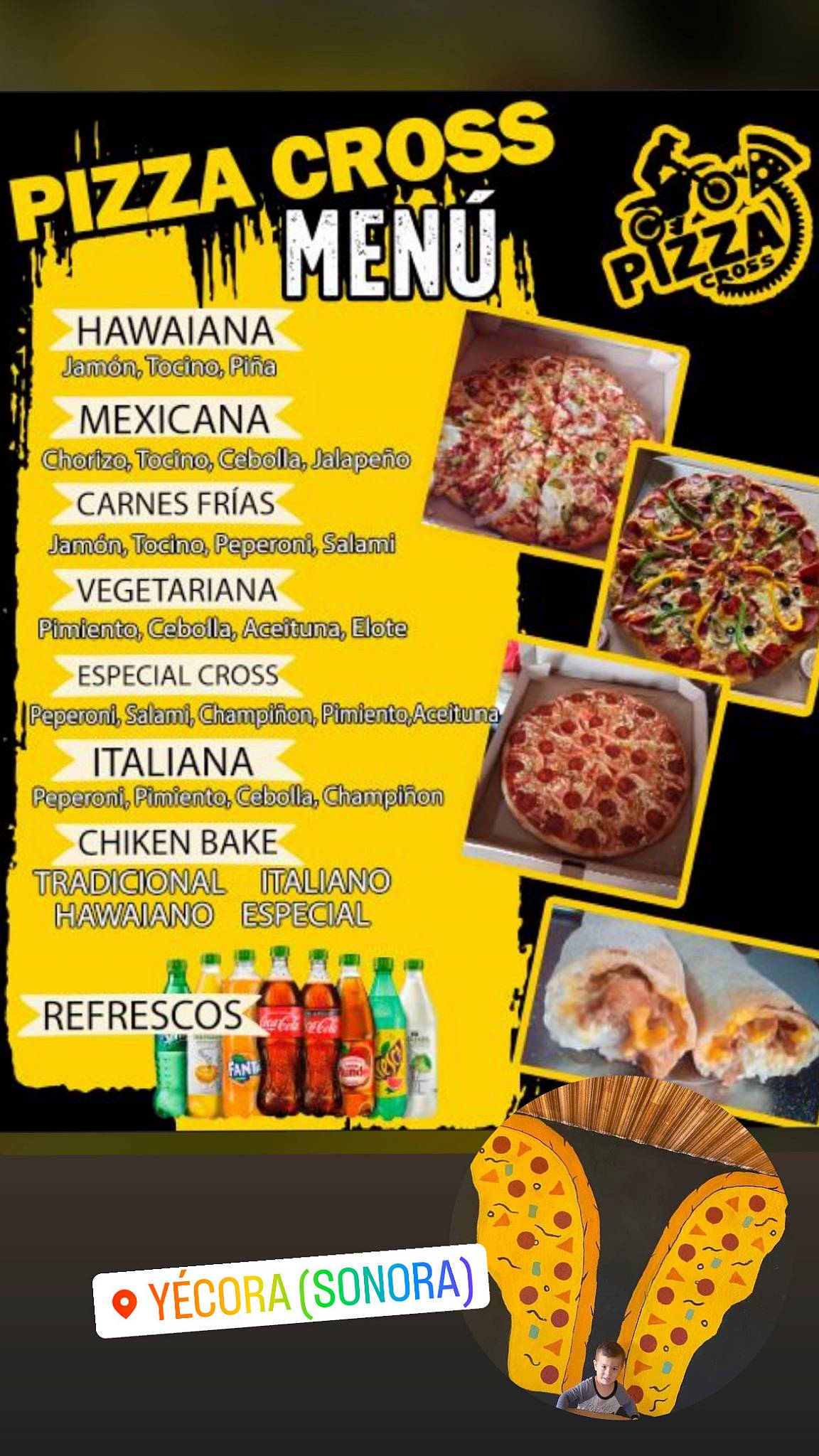 Menu at Pizza cross restaurant, Yécora