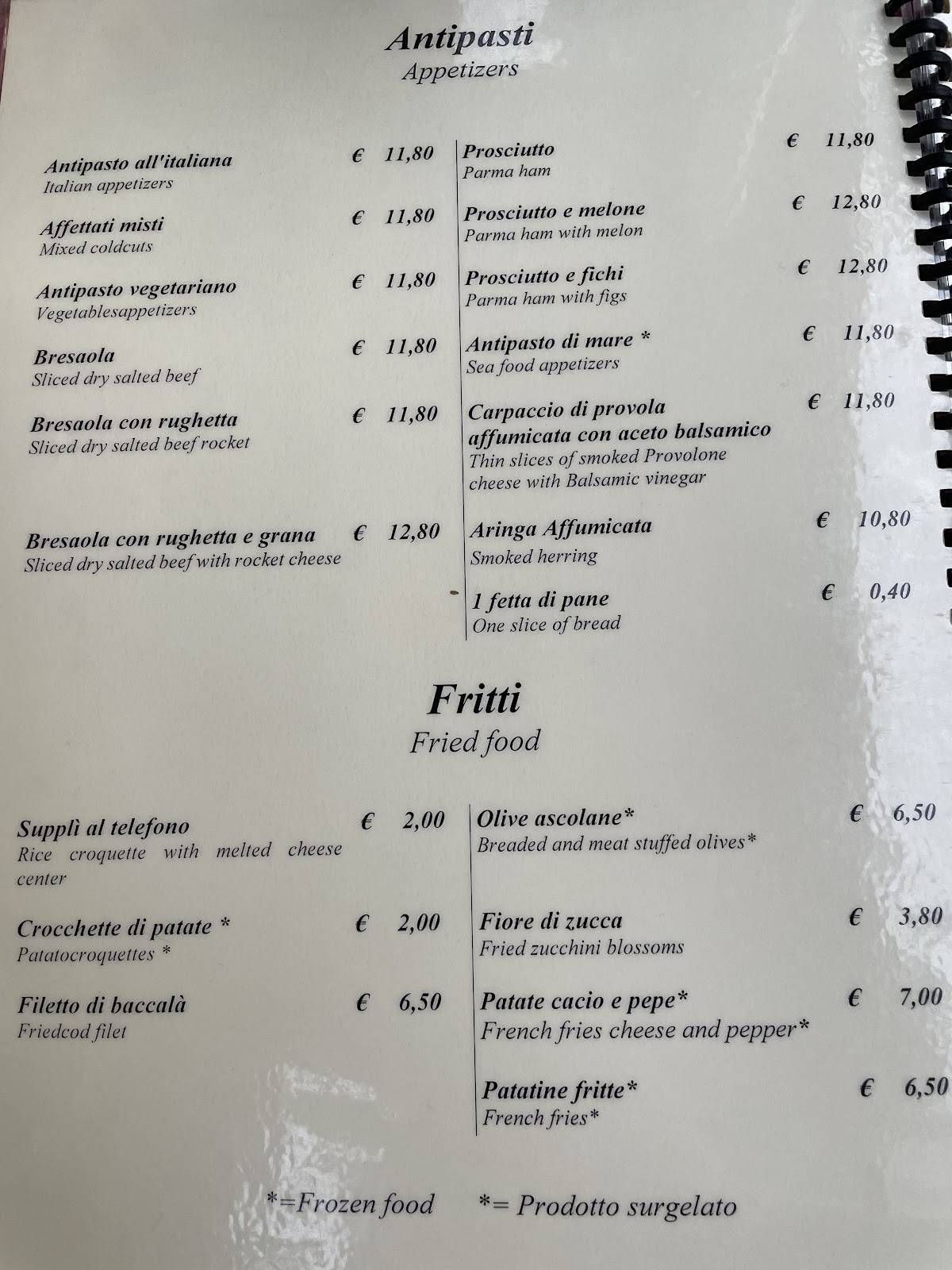 Menu at Ai Marmi pizzeria, Rome