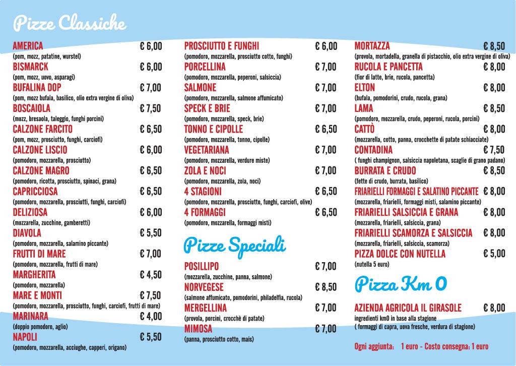 Speisekarte von Pizzeria Asporto Posillipo, Dalmine