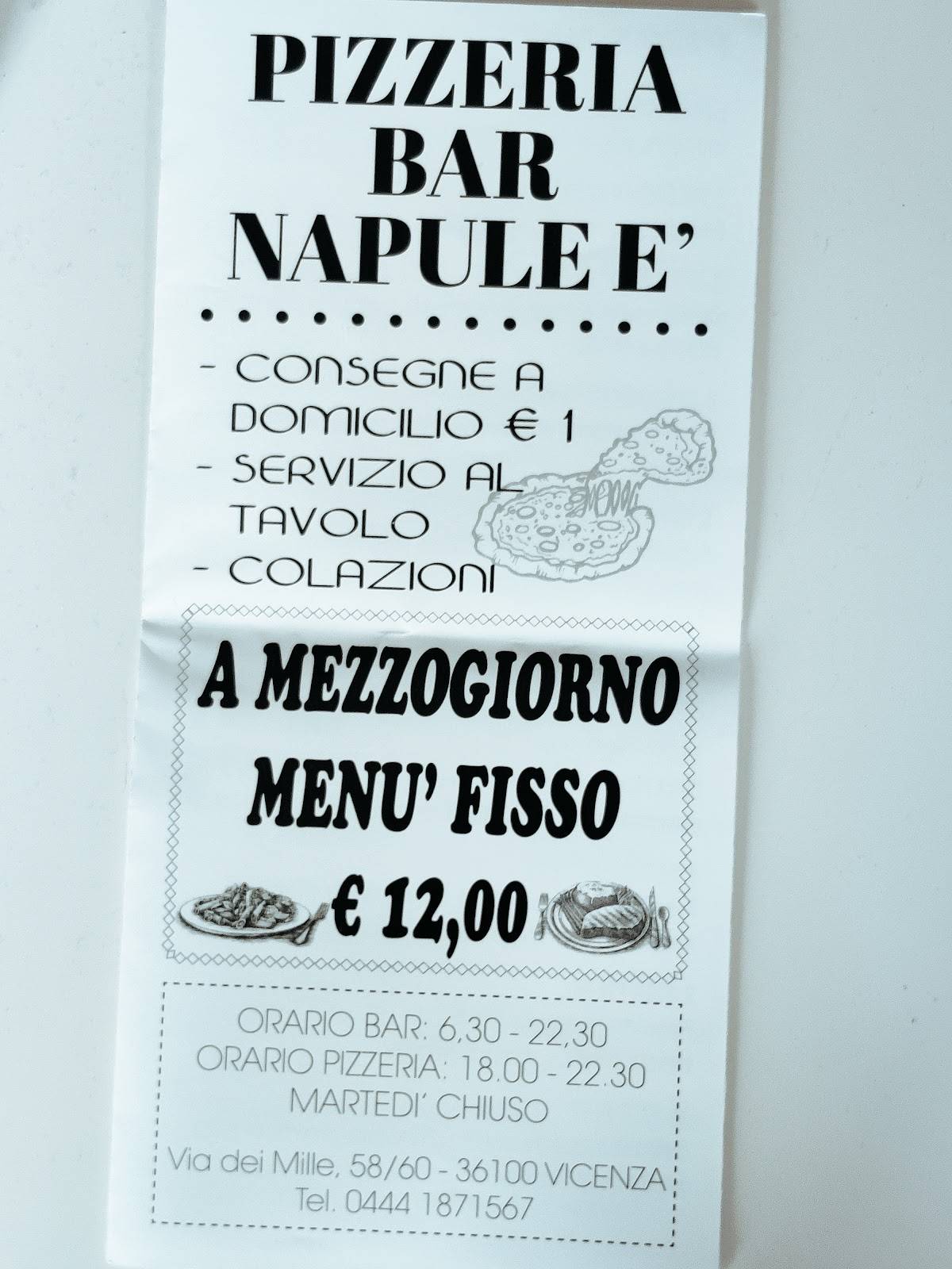 Menu da Pizzeria Bar Napule è, Vicenza