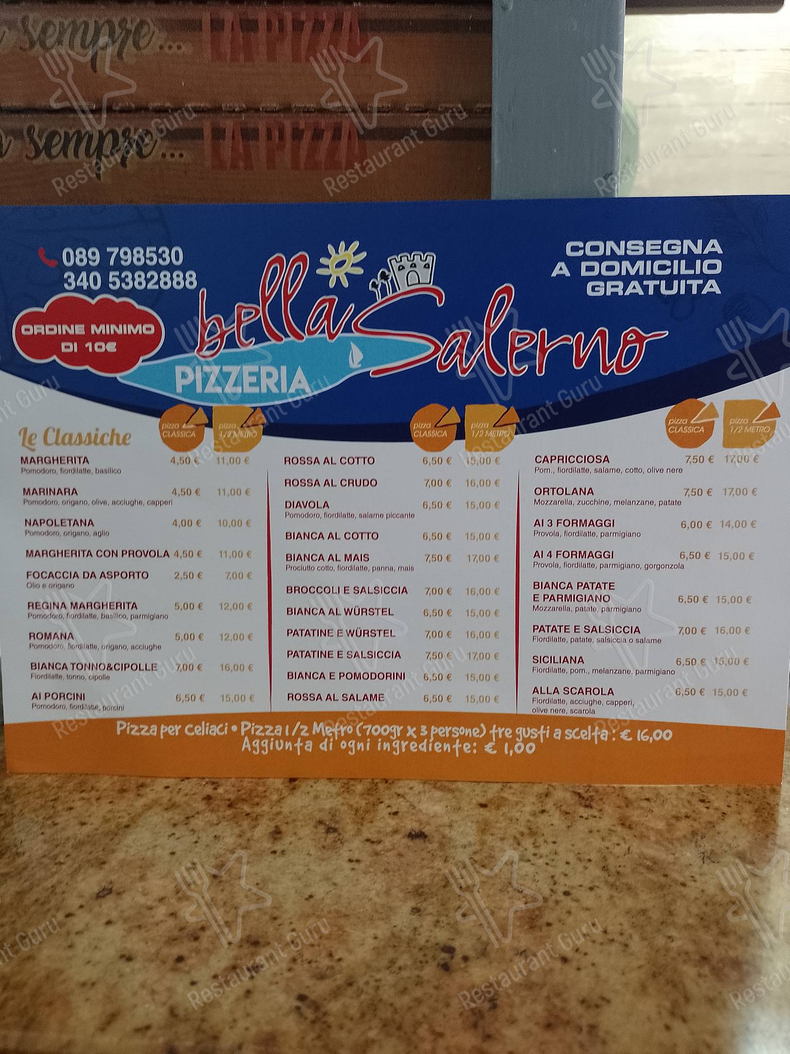 Carta de Pizzeria Bella Salerno, Salerno