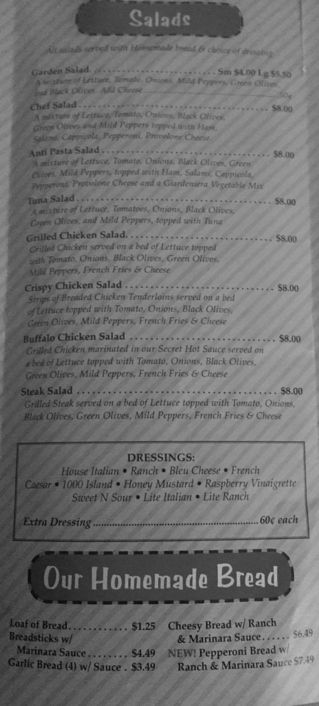Menu at Broad Avenue OIP pizzeria, Altoona