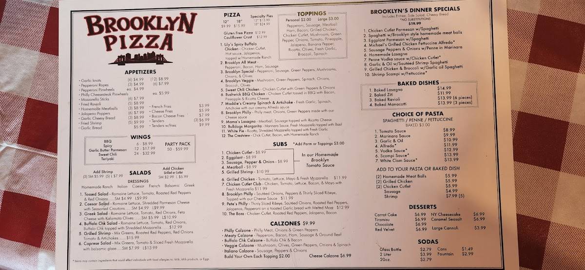 Menu at Brooklyn Pizza pizzeria, Crestview