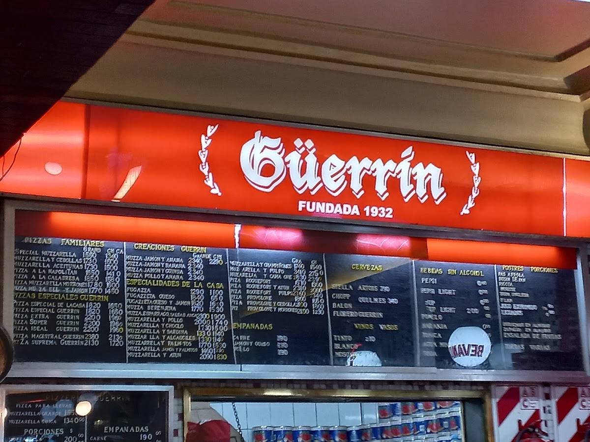 Menu at Pizzería Güerrín, Buenos Aires