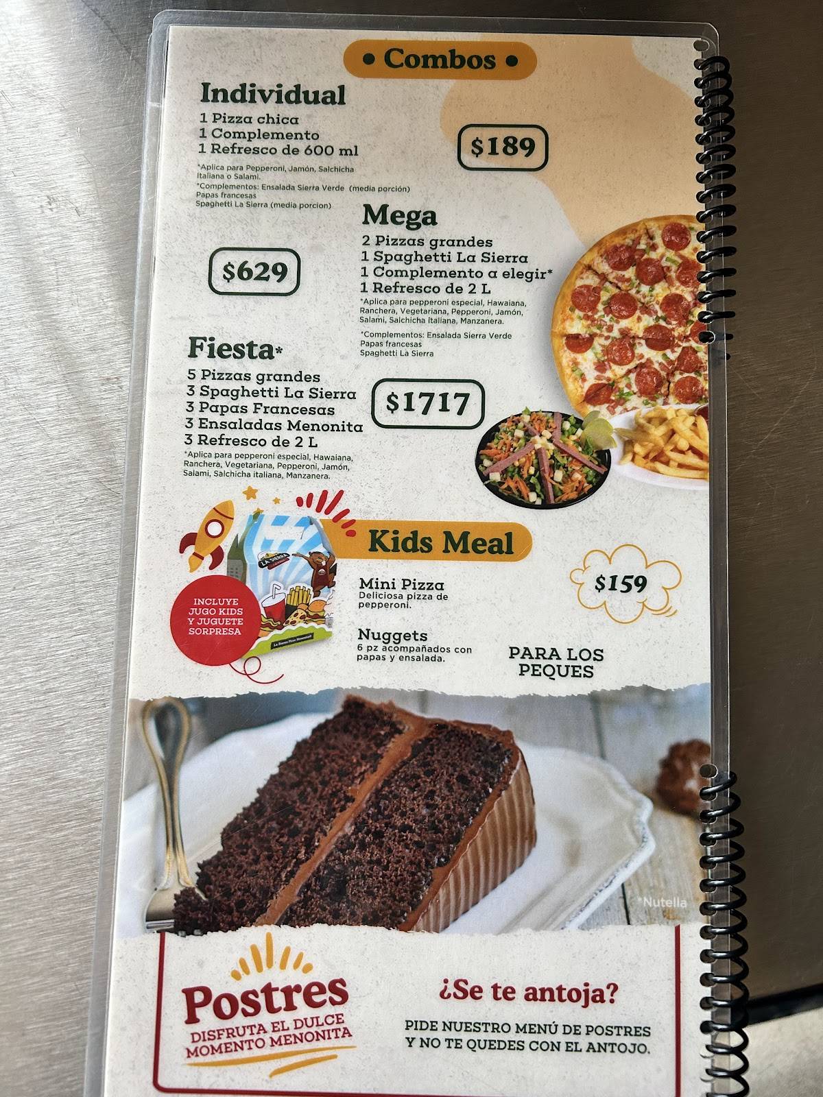 Carta de Pizzeria La Sierra, Torreón, Blvd. de la Senda 350