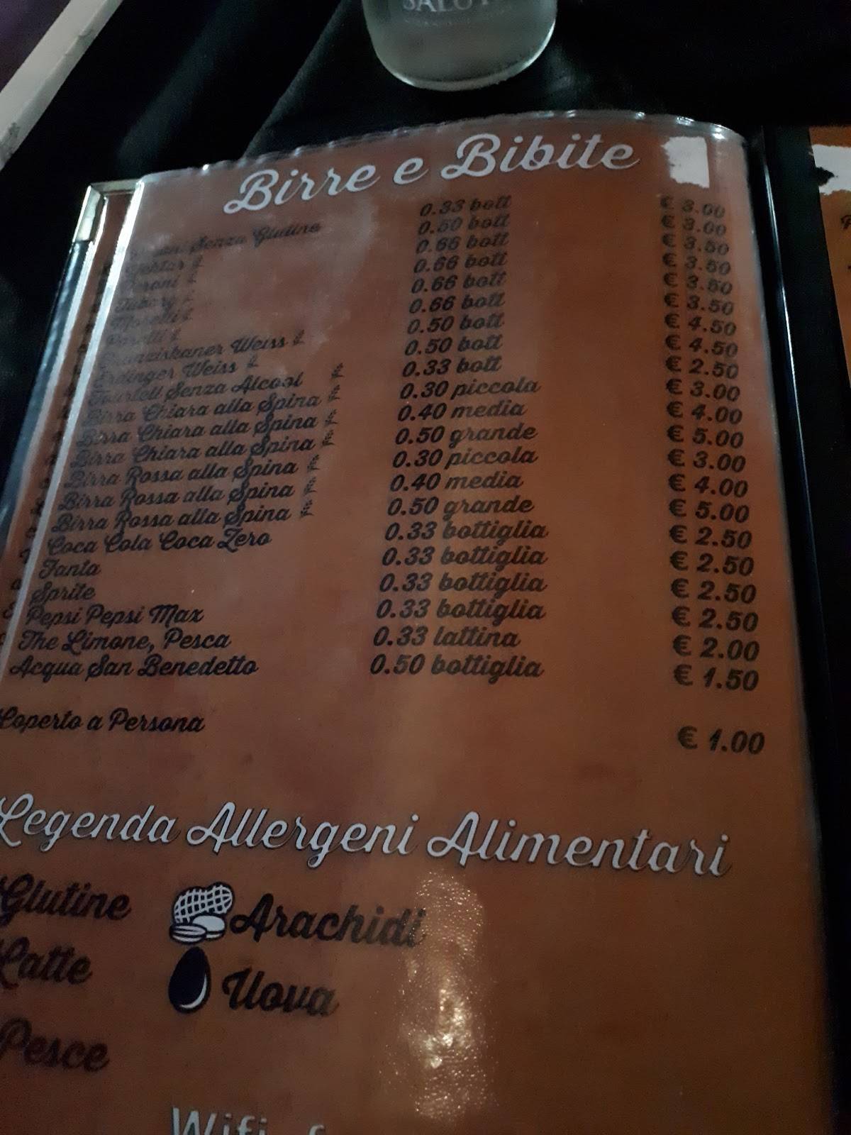 Carta de Pizzeria Da Bruno, Trieste, Via S. Giacomo in Monte