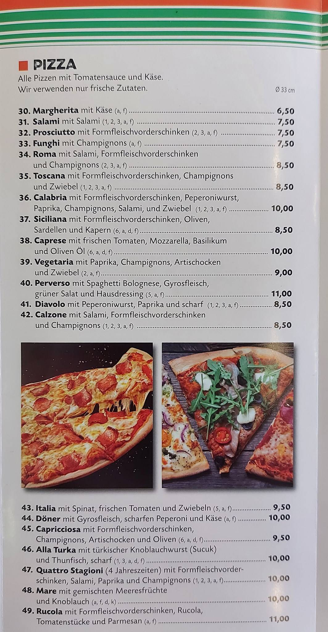 Speisekarte von Pizzeria Rondell Langenhahn, Langenhahn