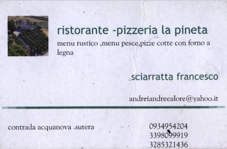 Menu da Pizzeria Ristorante La Pineta, Sutera, SP132