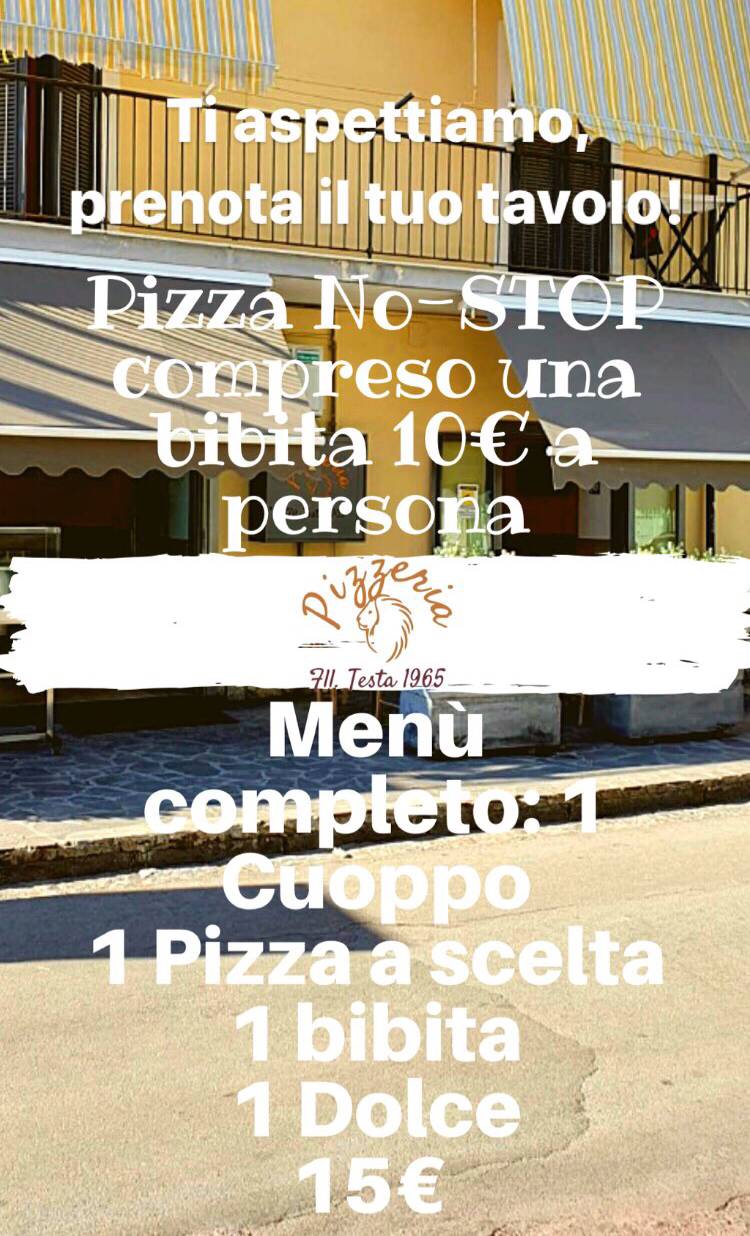Menu at Testa restaurant, Naples