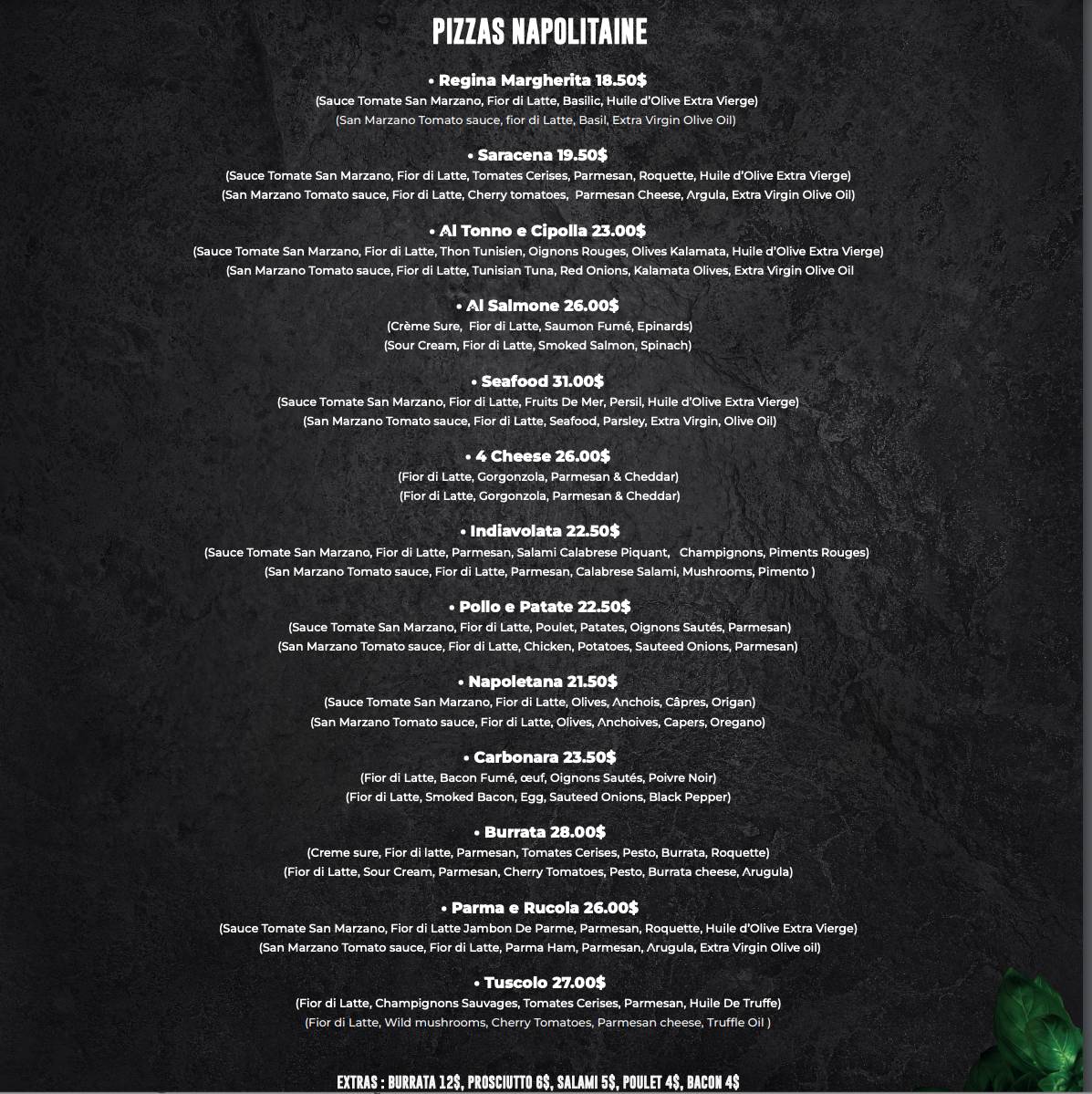Menu at Pizzeria Tuscolo Viau Halal, Montréal