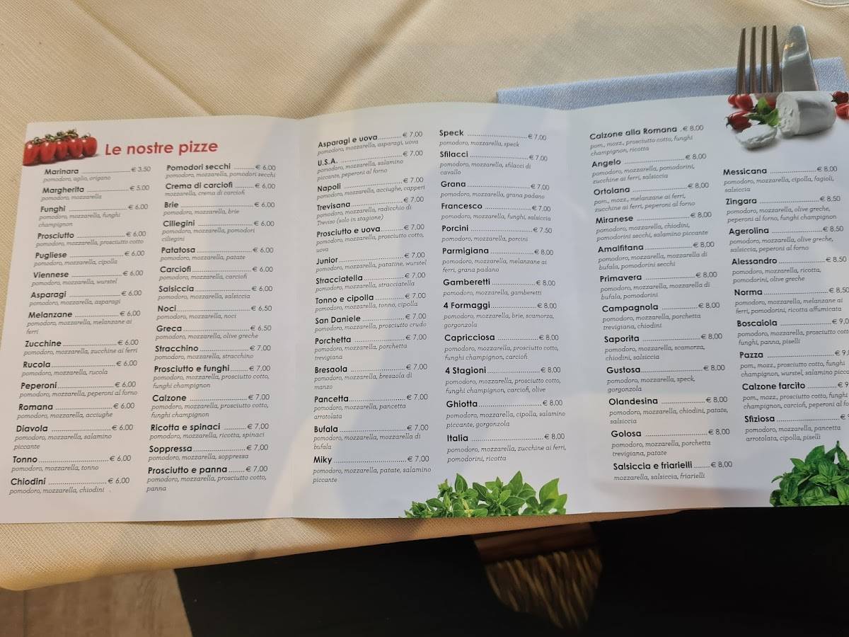 Menu at Pizzeria la Rotonda, Mirano