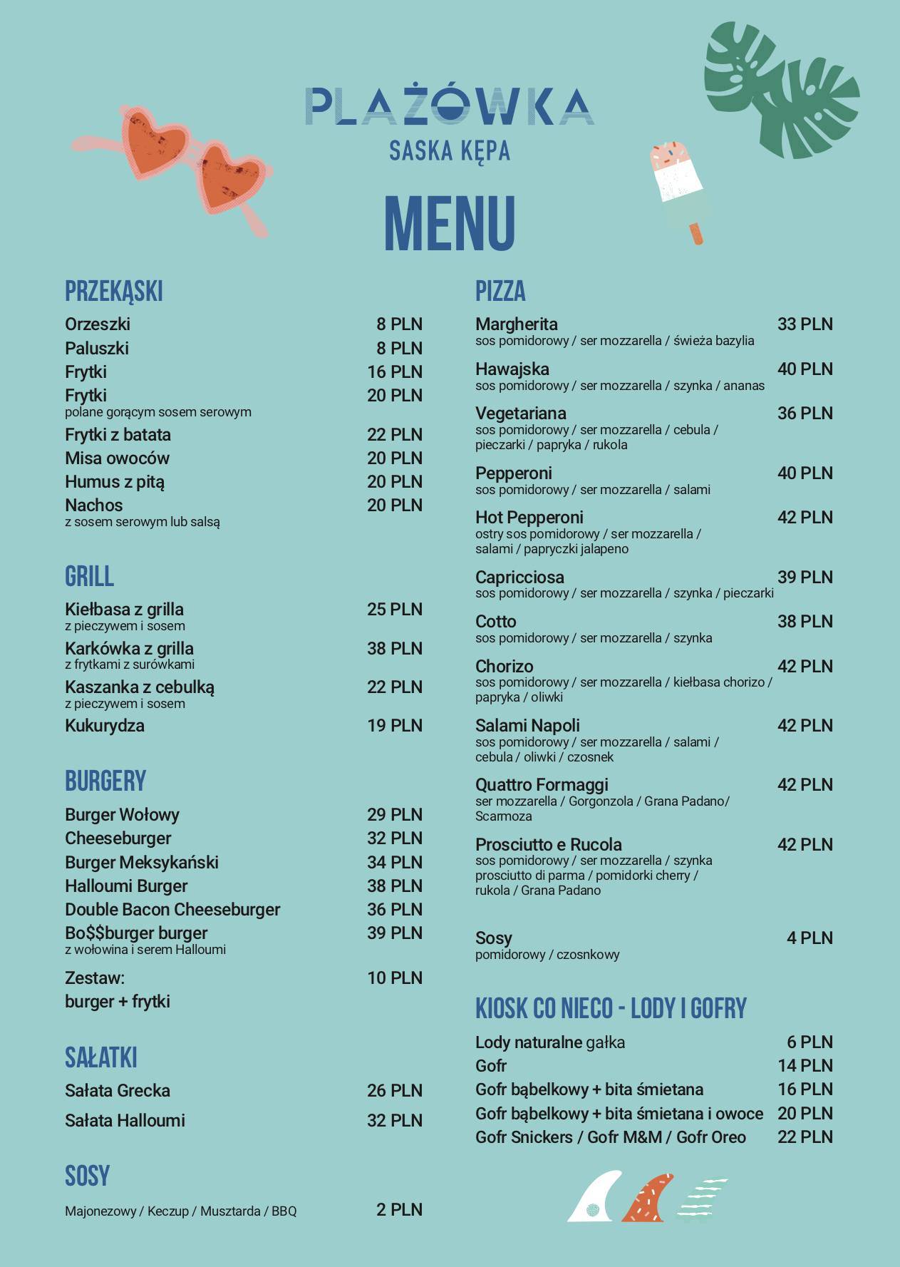 Menu at Plażówka Saska pub & bar, Warsaw