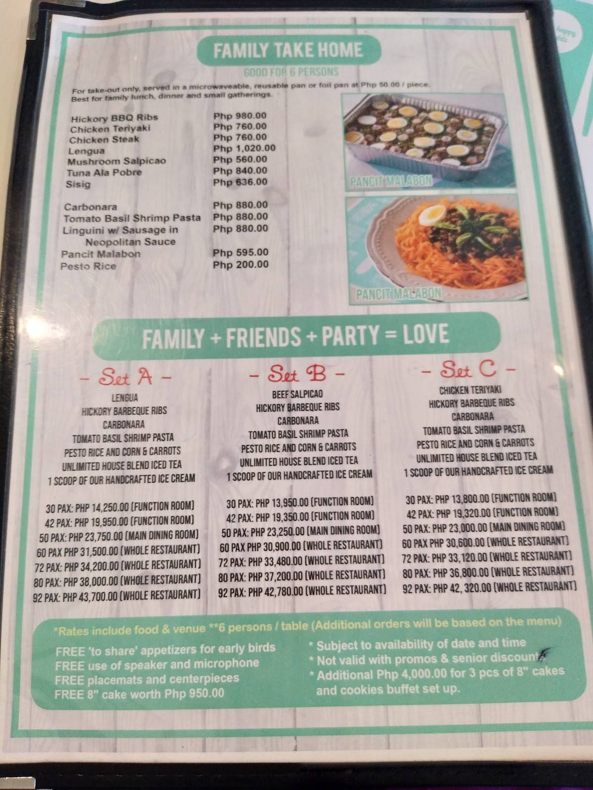 Menu at Plana's Pantry restaurant, Quezon City