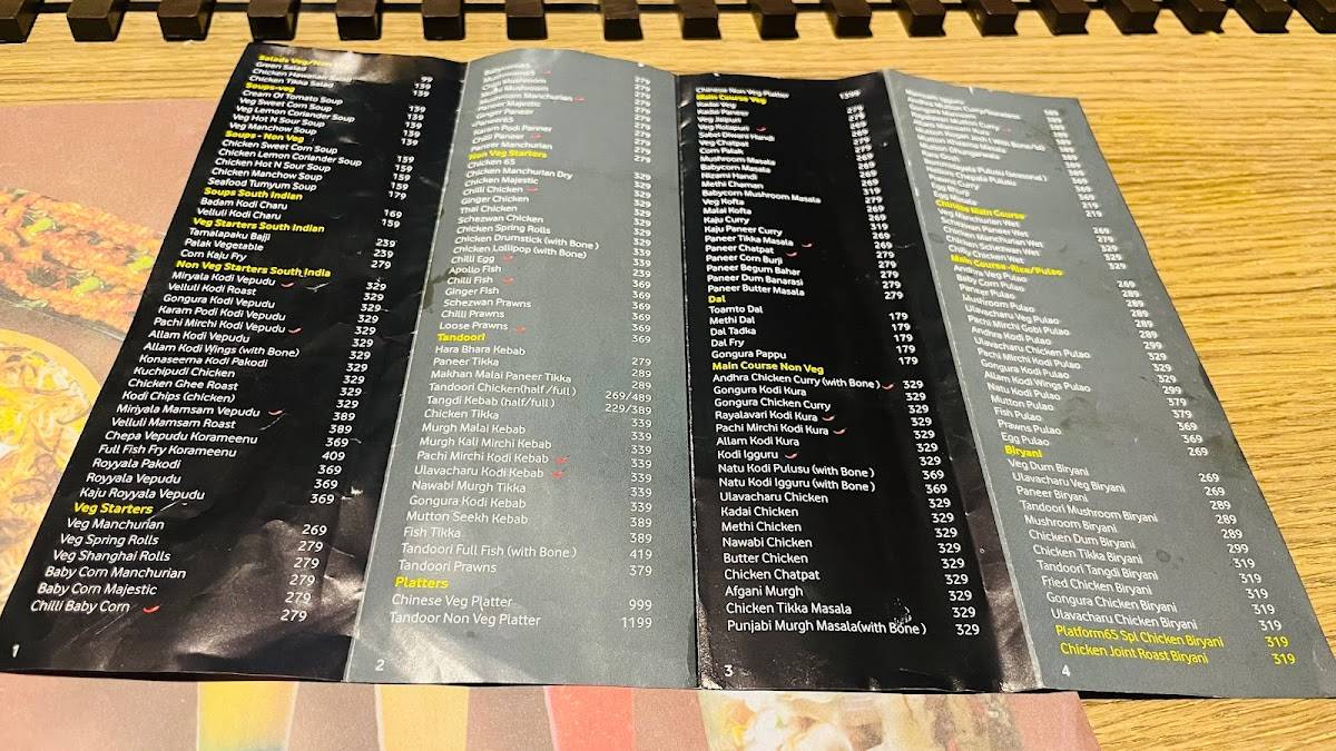 Menu at Platform 65 - The Train Theme Restaurant - KPHB, Hyderabad