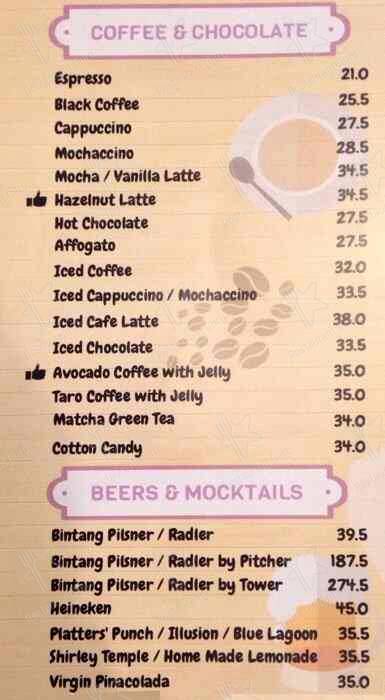Menu at Platters restaurant, Jakarta, Cibubur Junction