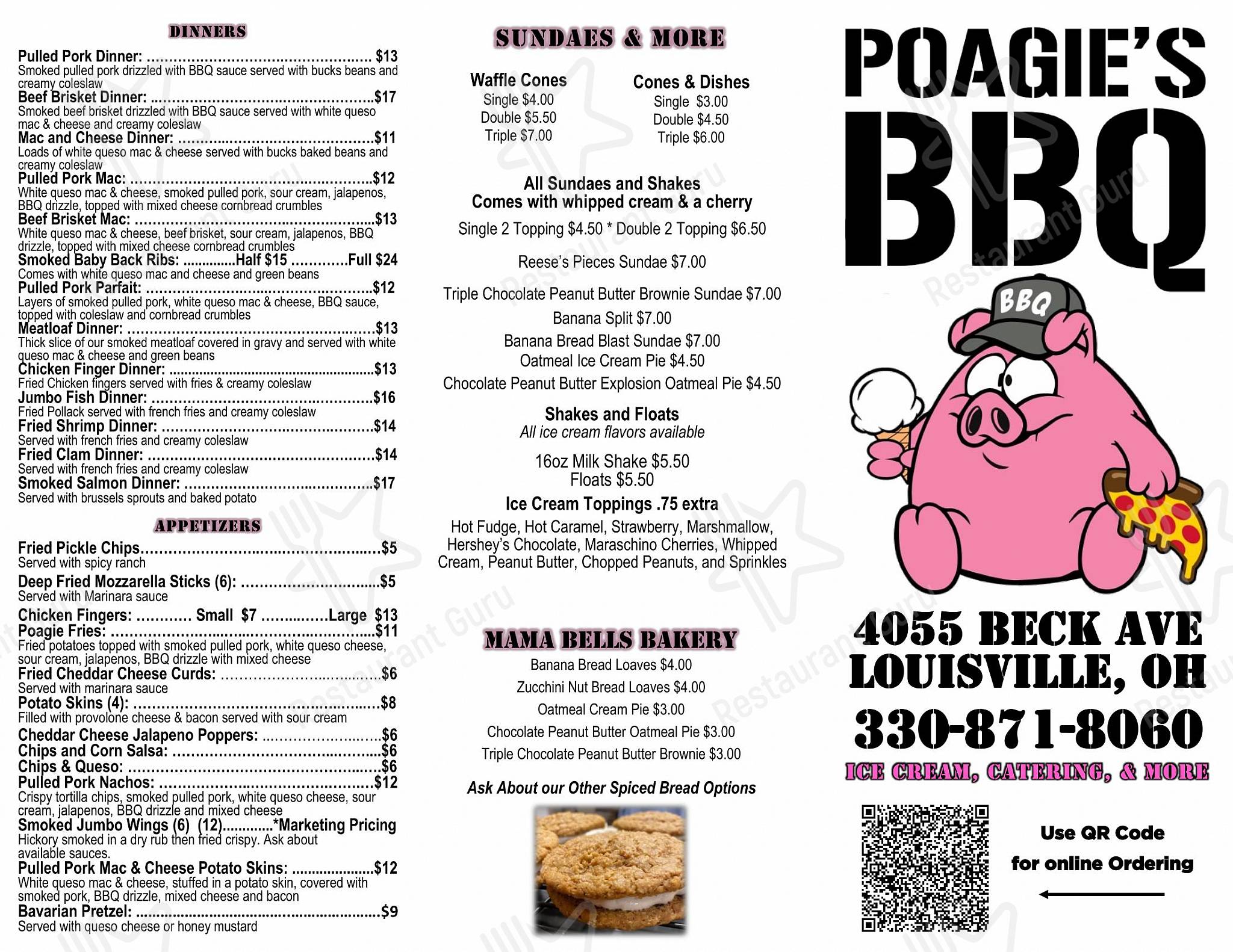 Menu at Poagies Bbq, Pizza, Ice Cream And More!, Louisville