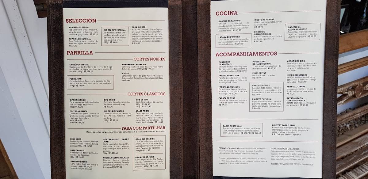 Pobre Juan Menu _ The Pobre Juan Steakhouse – QFSW