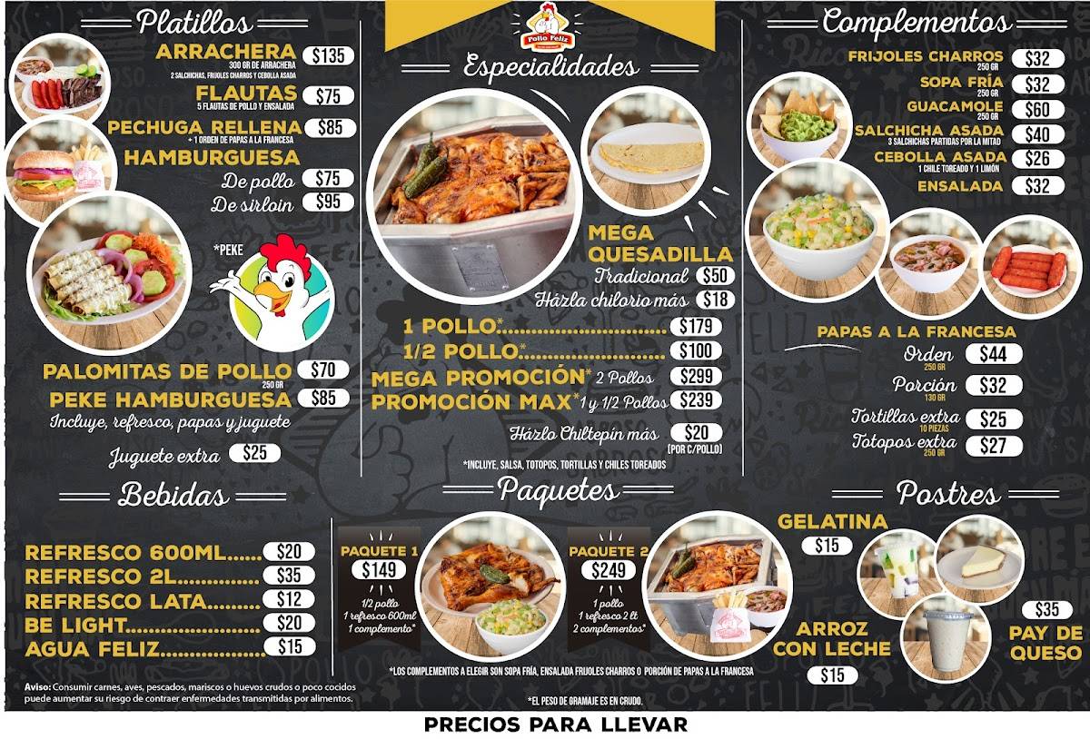 Carta del restaurante Pollo Feliz Loma Linda, Saltillo, Mezquite #761