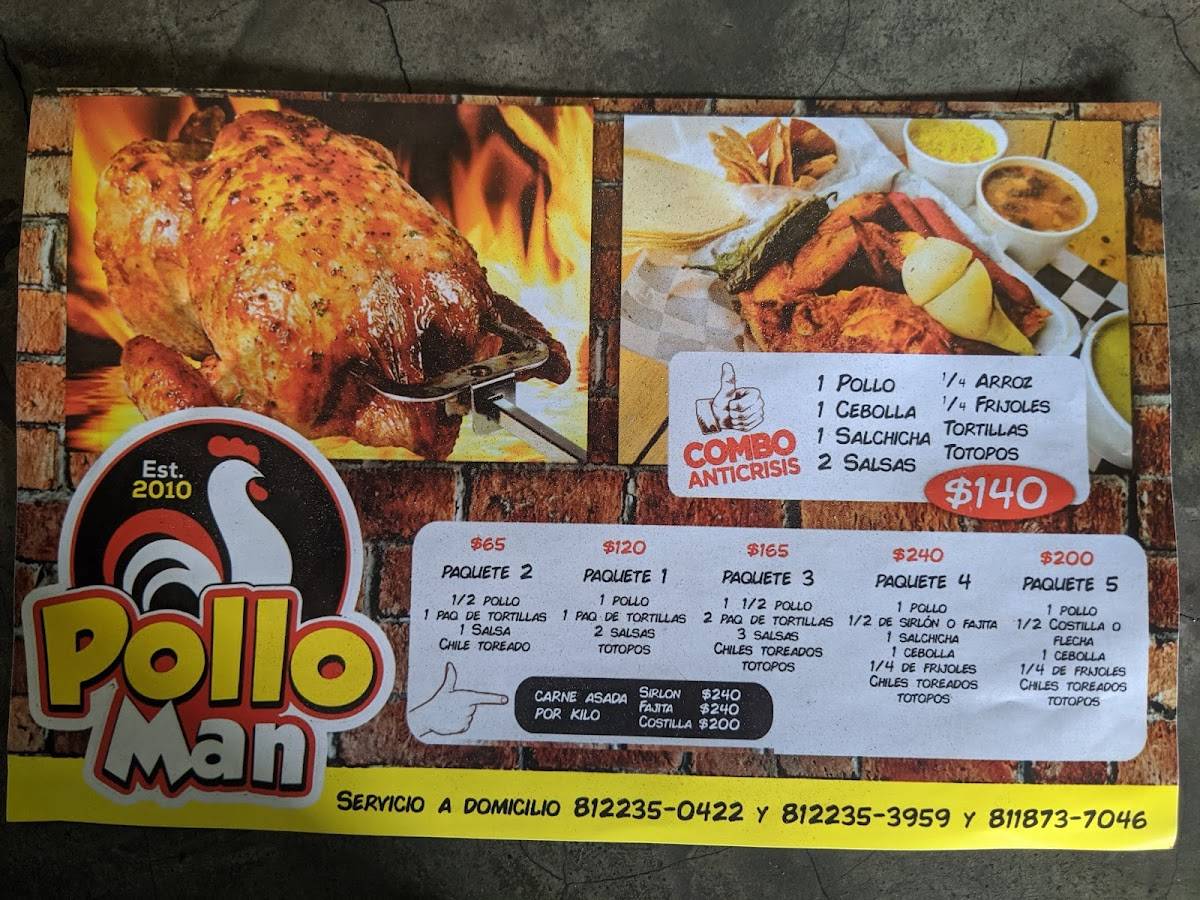 Carta del restaurante Polloman, Monterrey, Ma. del Jesús Candia 5363