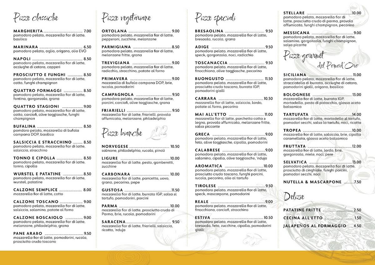 Menu da Pomo d’Oro - pizza away ristorante, Cascina