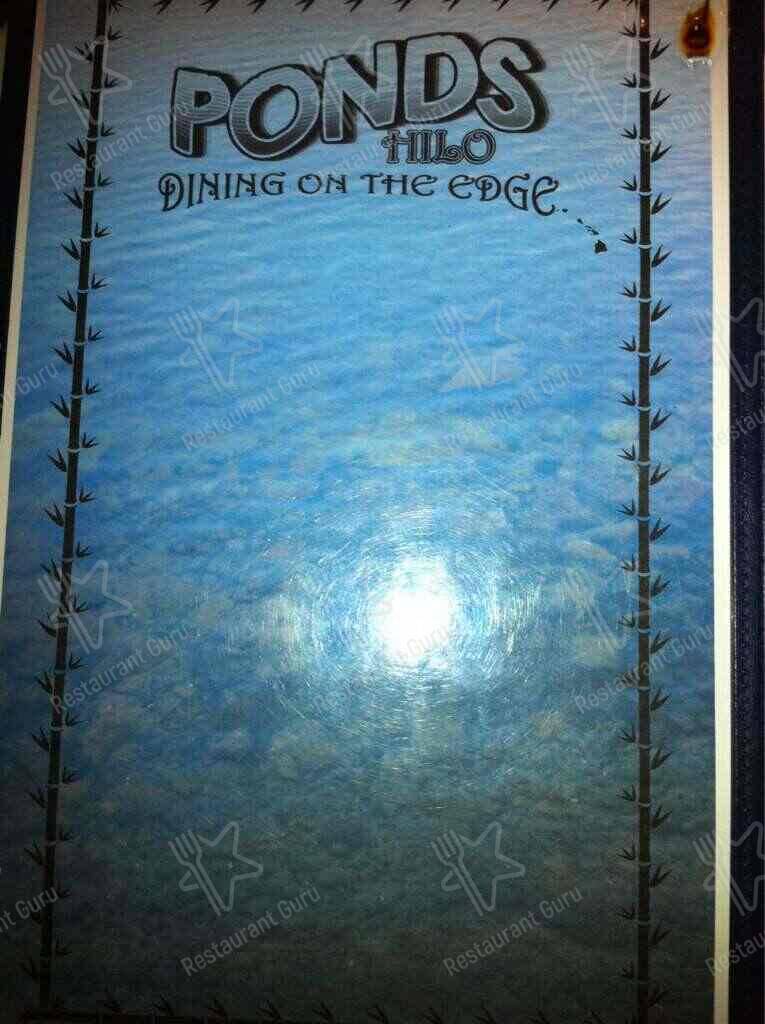 Menu at Ponds Hilo restaurant, Hilo