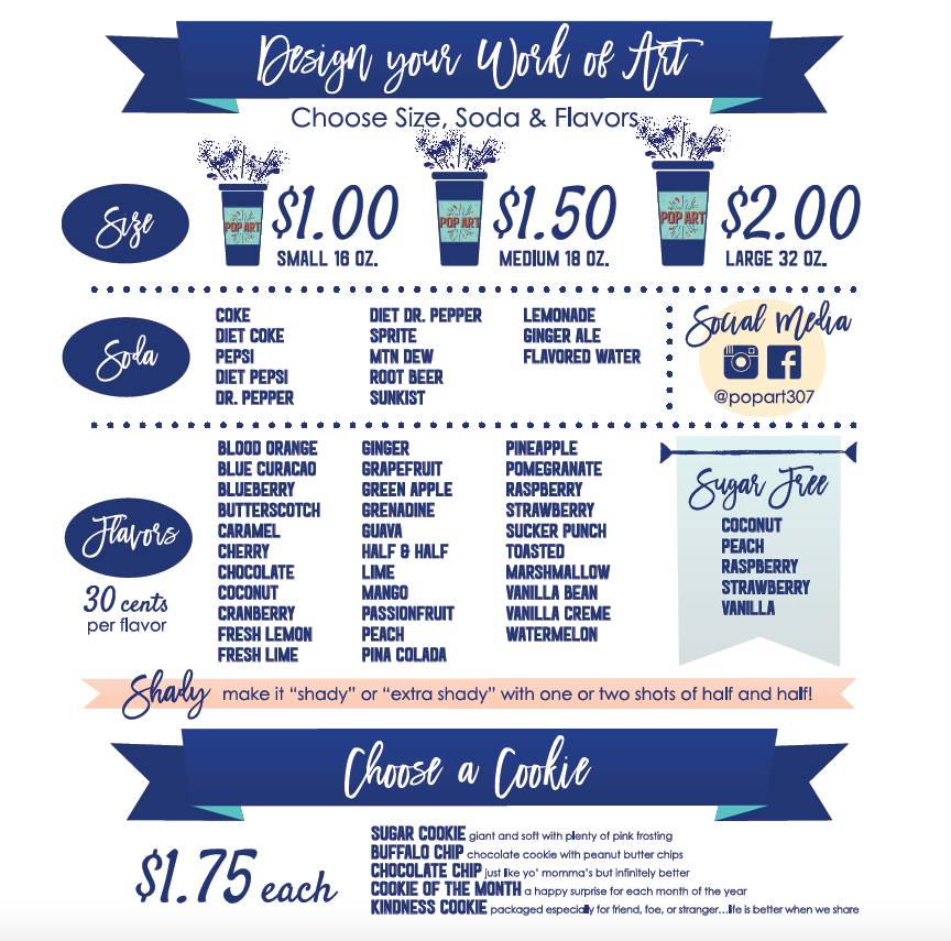 Menu at Pop Art pub & bar, Gillette