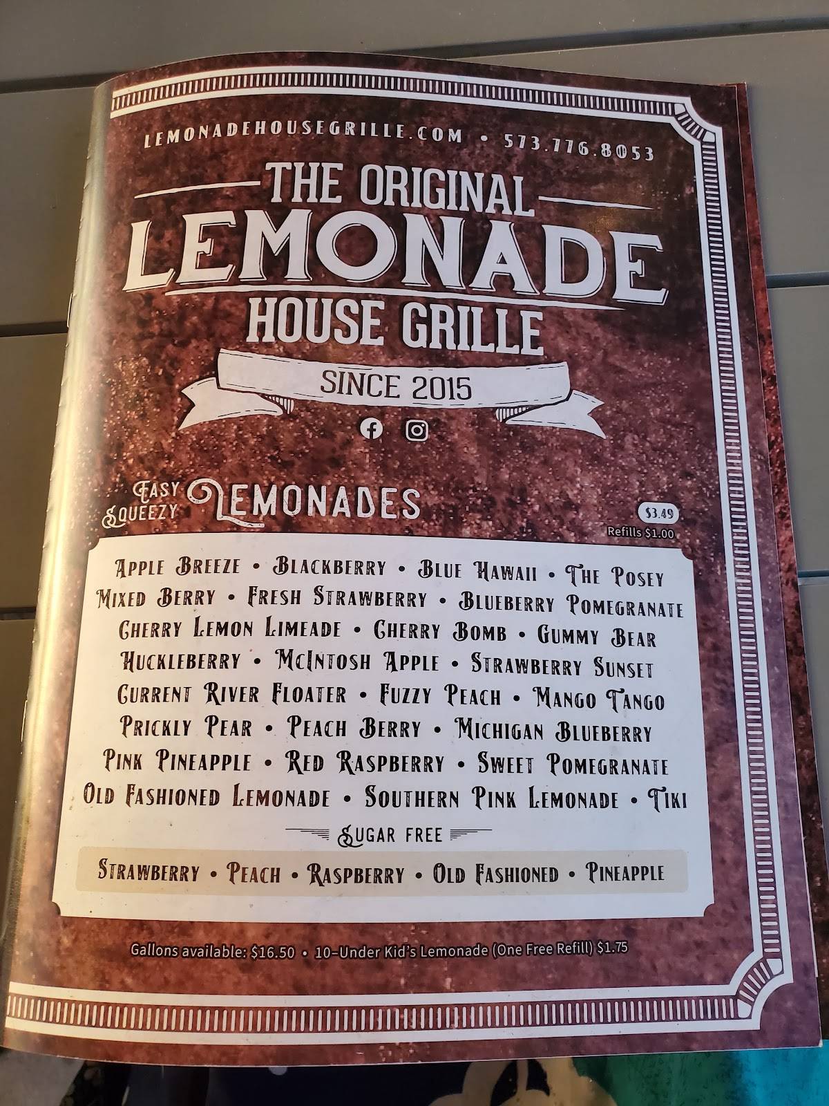 Menu at Lemonade House Grille restaurant, Poplar Bluff