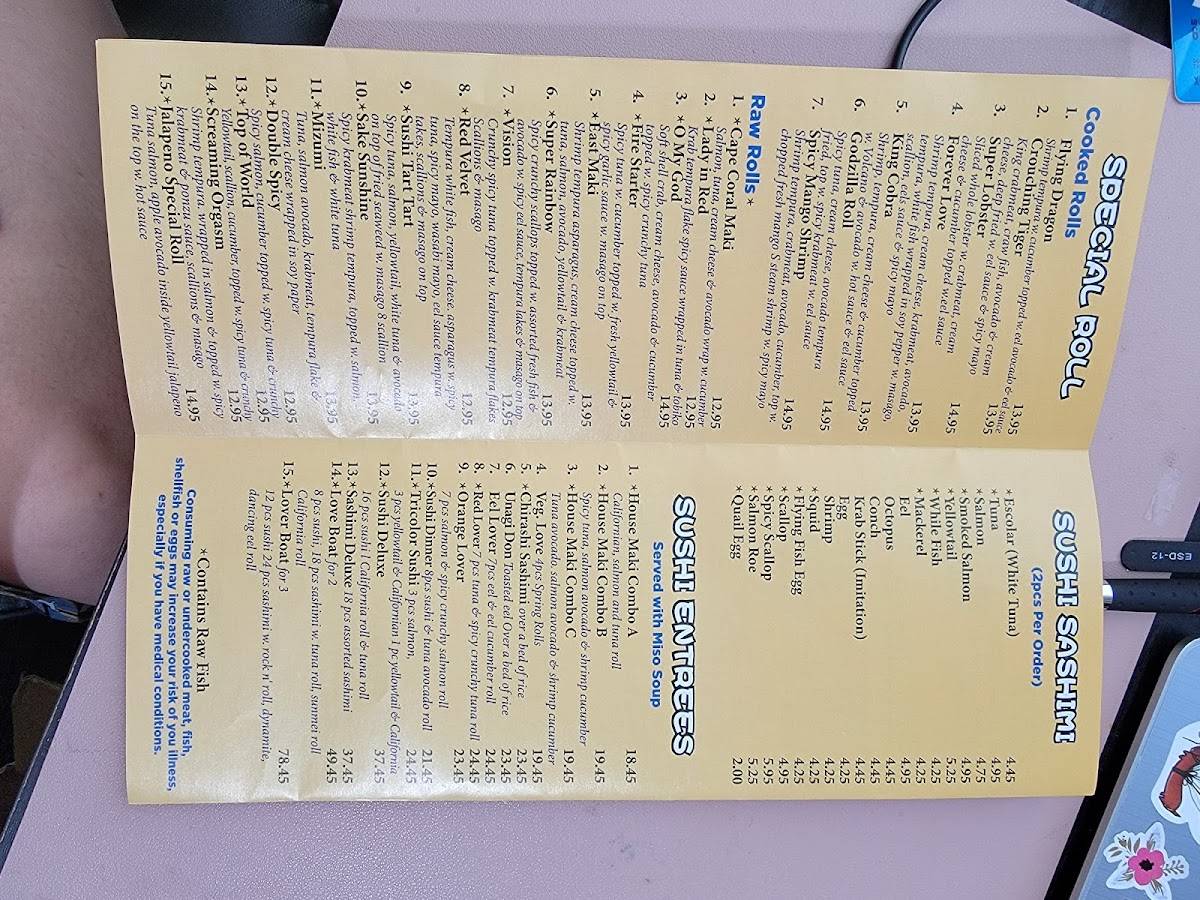 Menu at Captain Crab Seafood restaurant, Port Charlotte