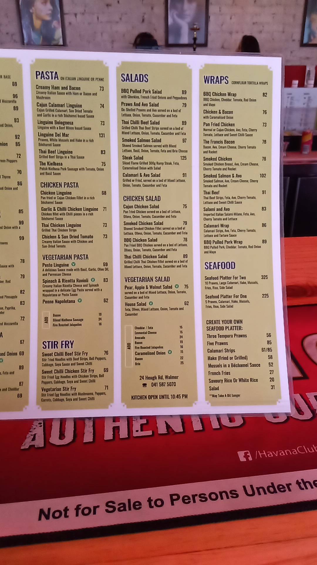 Menu at St James Restaurant, Walmer, Port Elizabeth