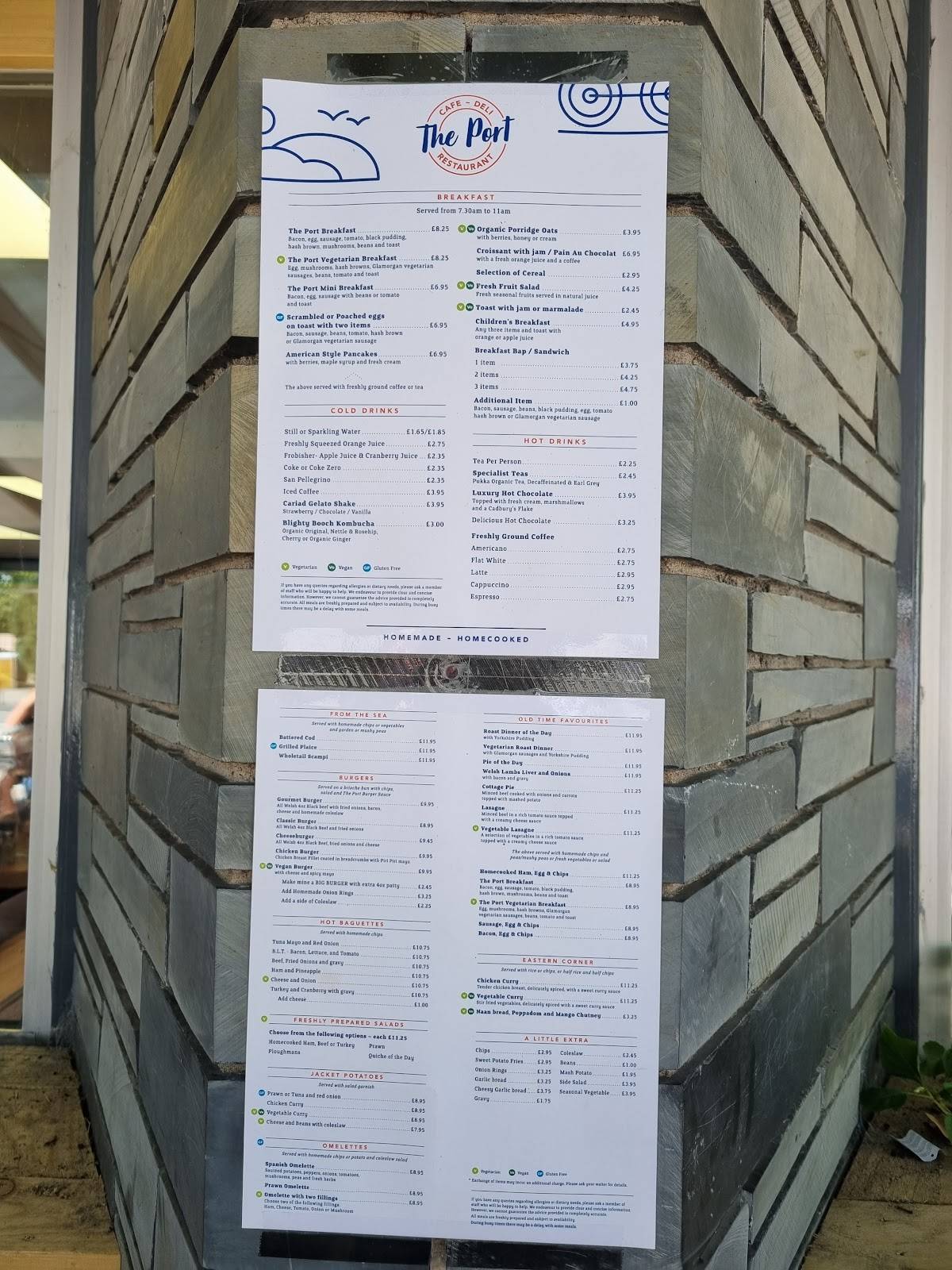 Menu at The Port Cafe Deli & Restaurant, Porthmadog