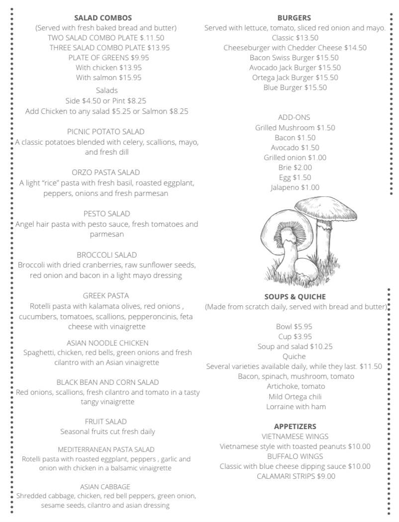Menu at Portobello's on Main restaurant, Salinas, 150 Main St #116