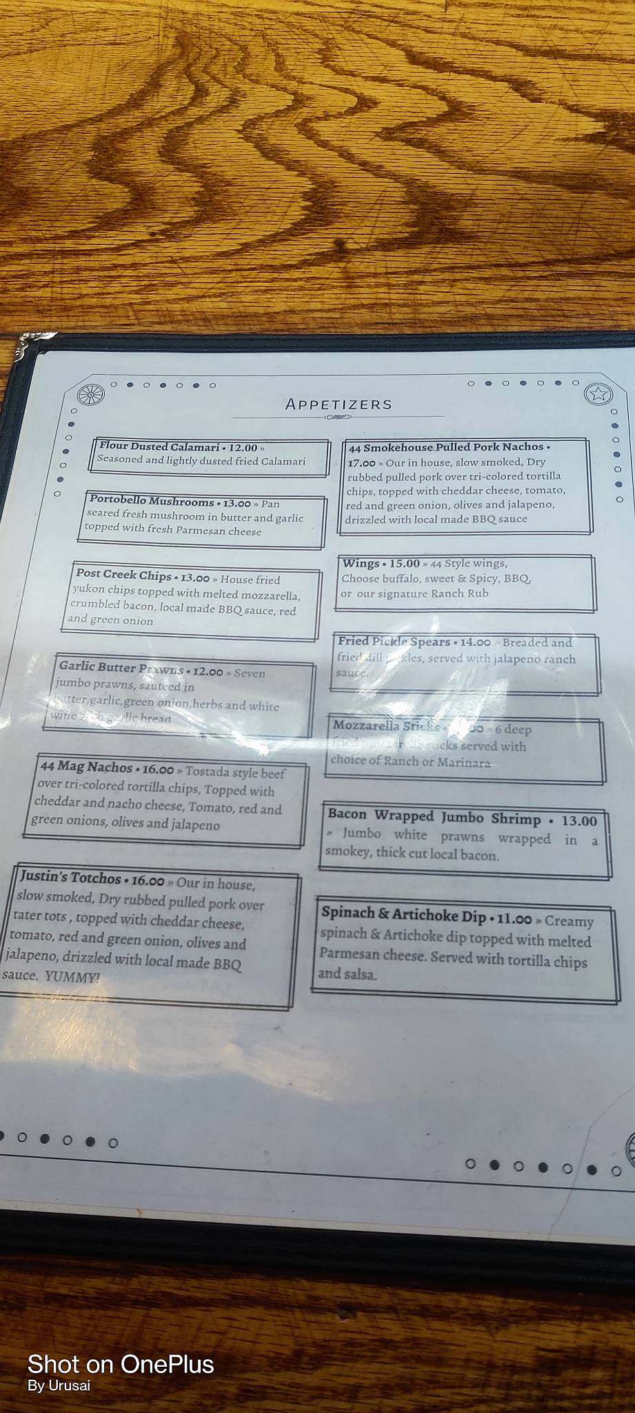 Menu at Post Creek 44 Bar Steak and Tap House, USA