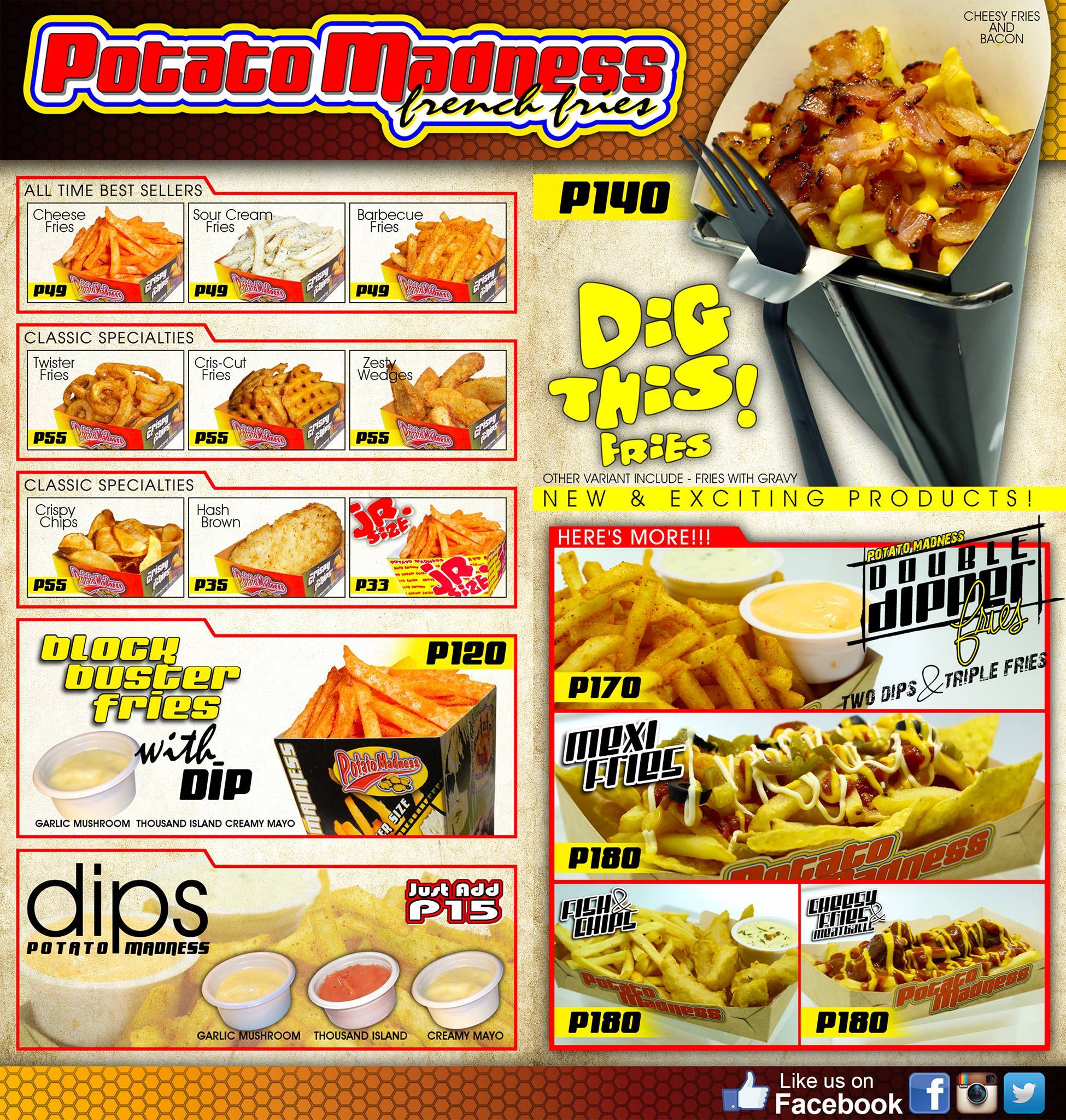 Menu at Potato Madness French Fries restaurant, Bulacan