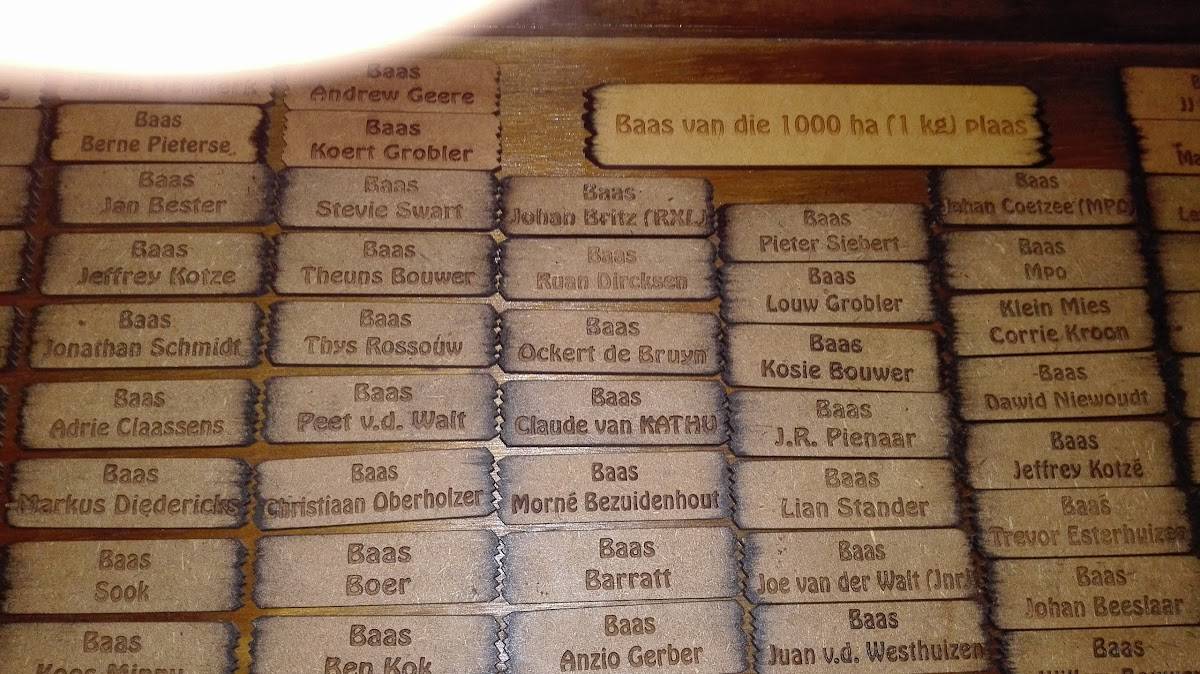 Menu at Kooperasie Kroeg & Kos restaurant, Potchefstroom