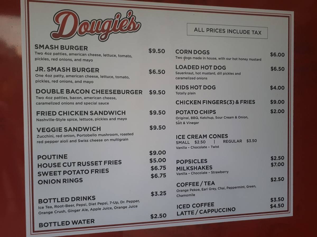 Menu at Prairie's Edge cafe, Winnipeg