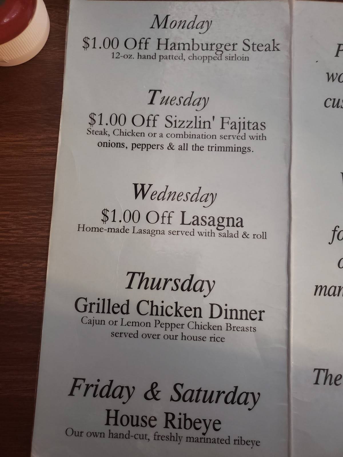 Menu at Preston's Restaurant, Lawrenceburg, Hwy 43 S
