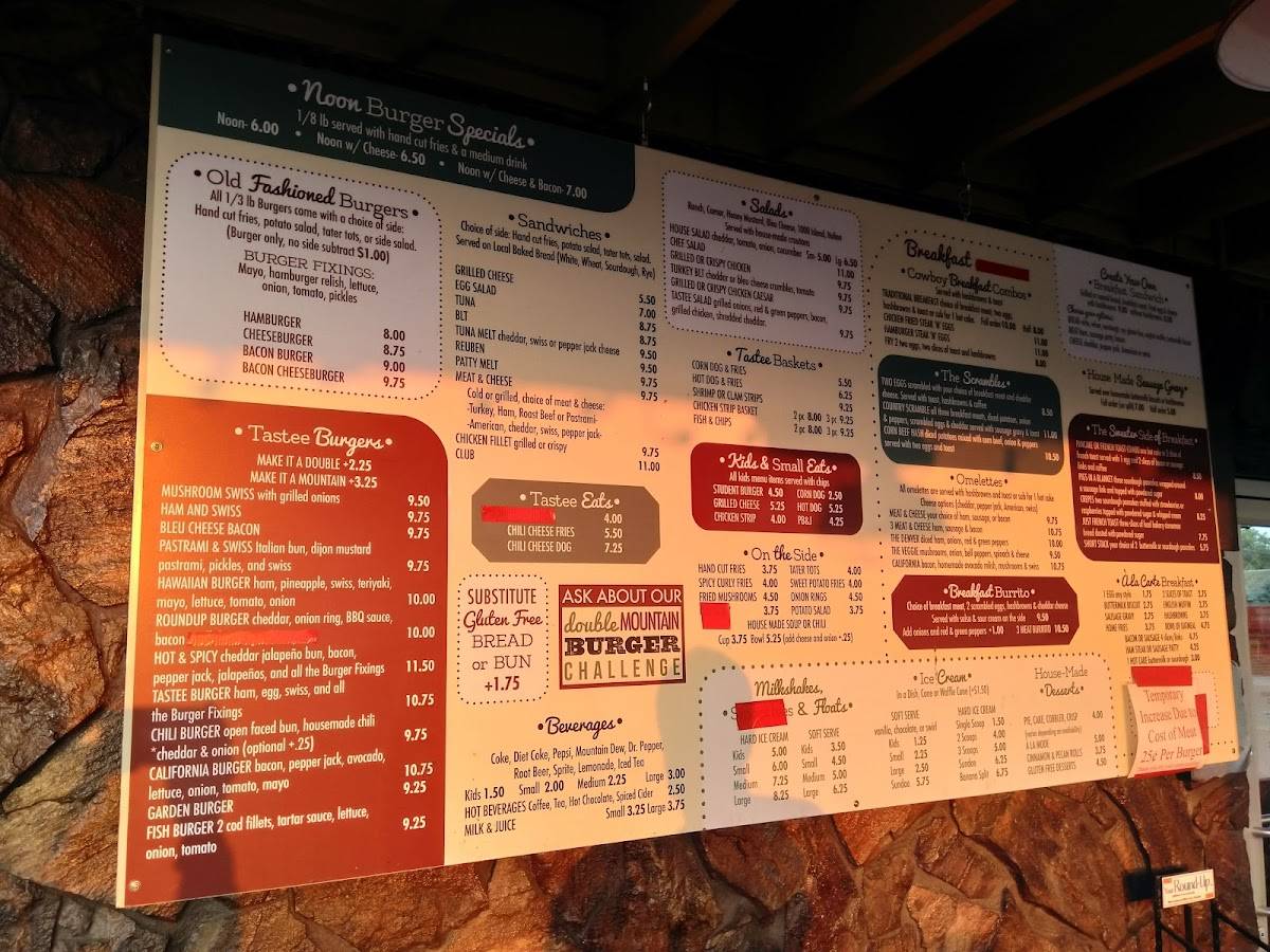 Menu at Tastee Treet restaurant, Prineville