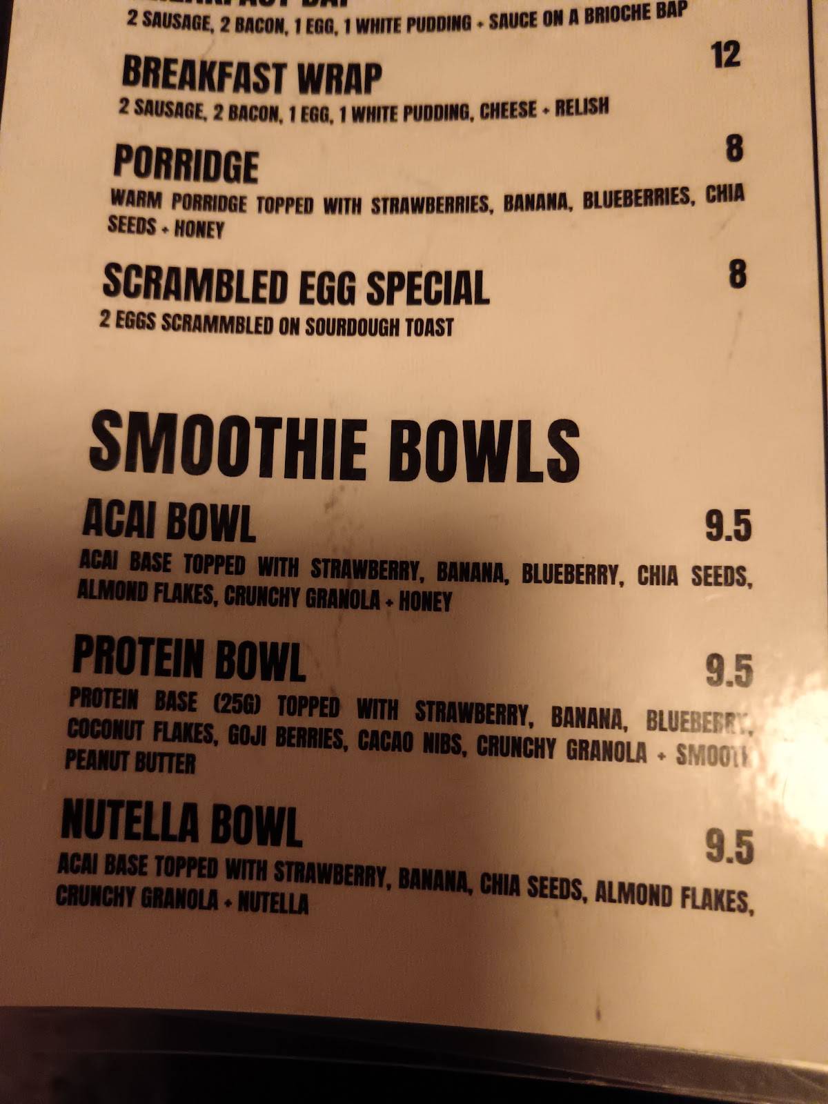 Menu at Proper cafe, Dundalk