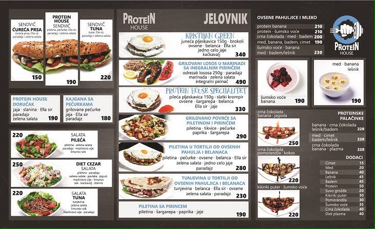 Speisekarte von Protein House restaurant, Pantschowa