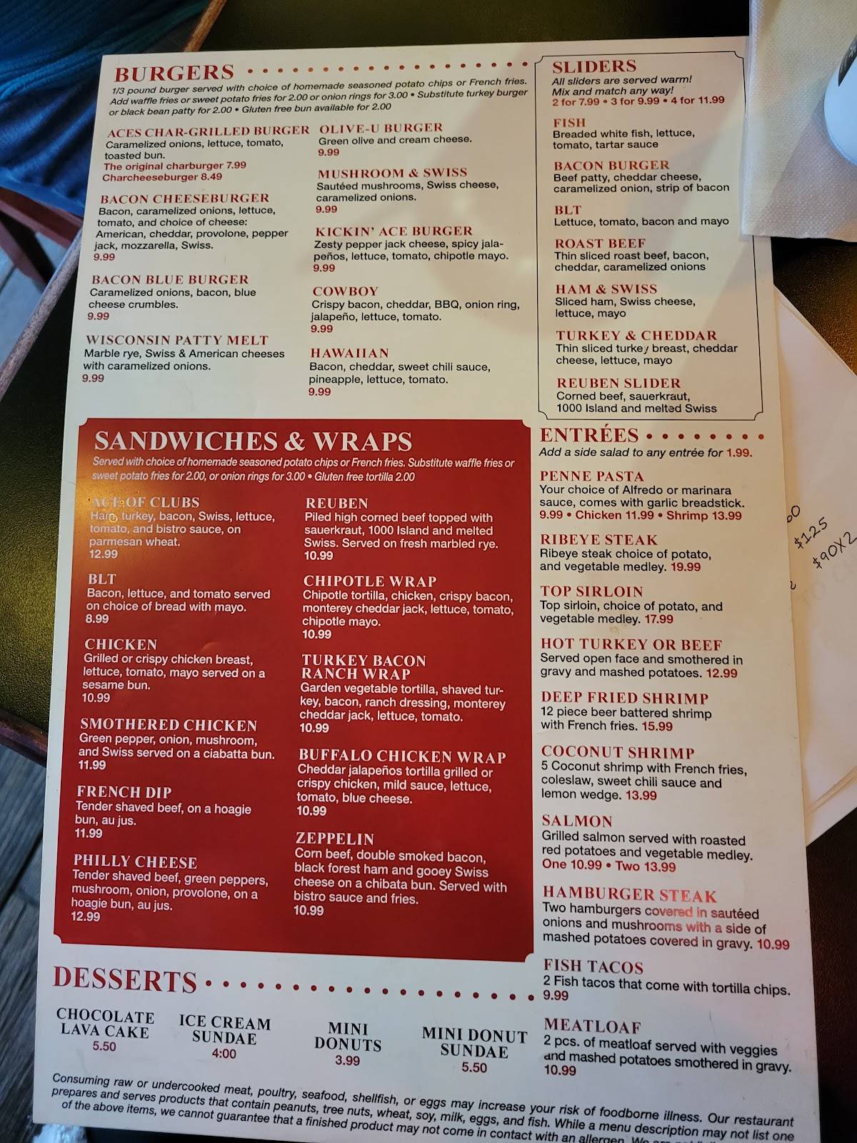 Menu at Aces On 29th pub & bar, Superior