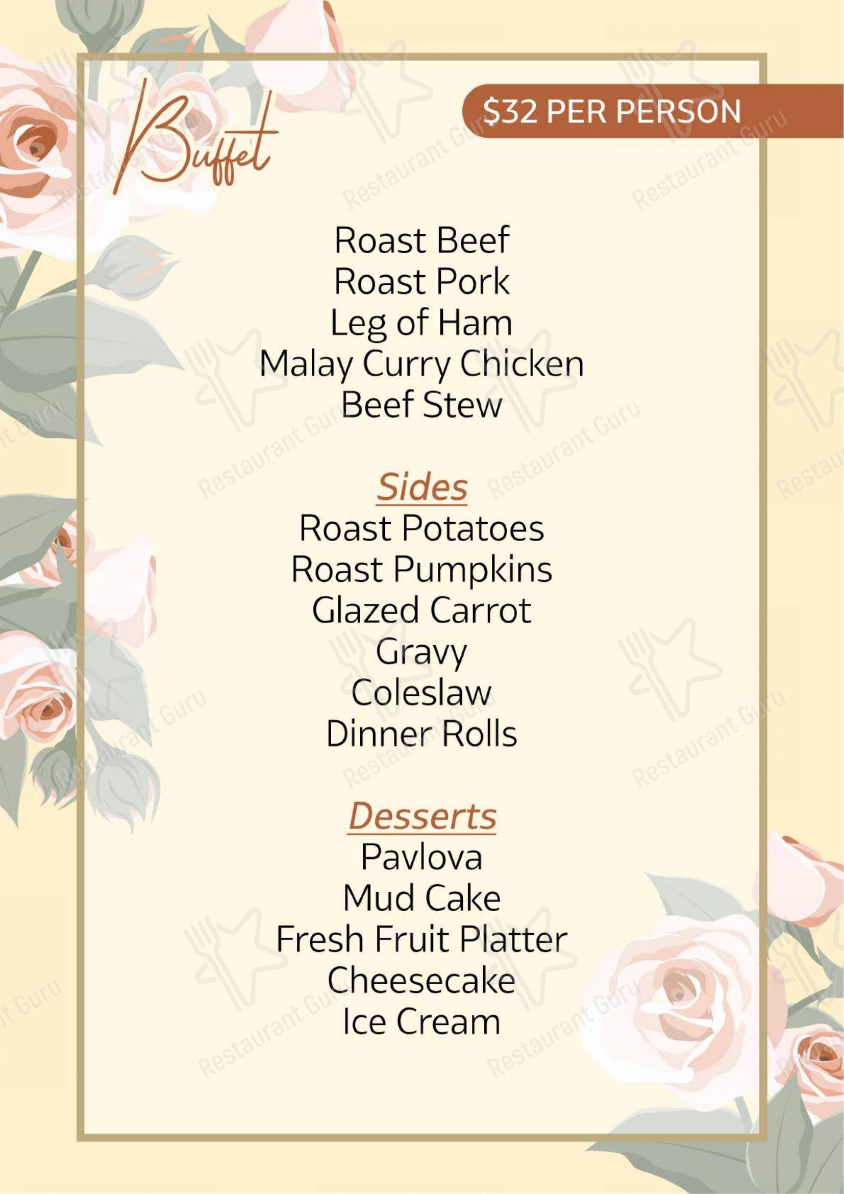 Menu at Berry Bowling Club, Berry