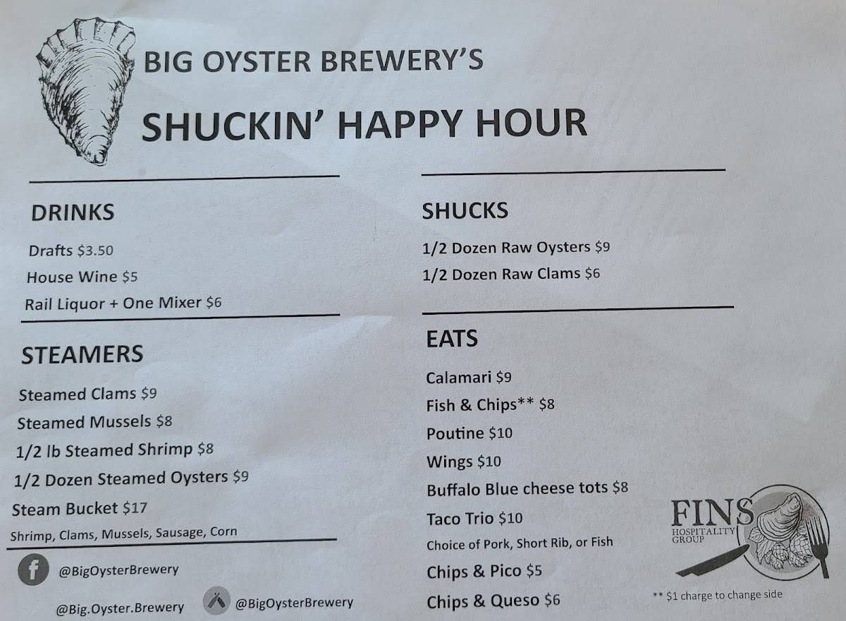 Menu at Big Oyster Brewery pub & bar, Lewes