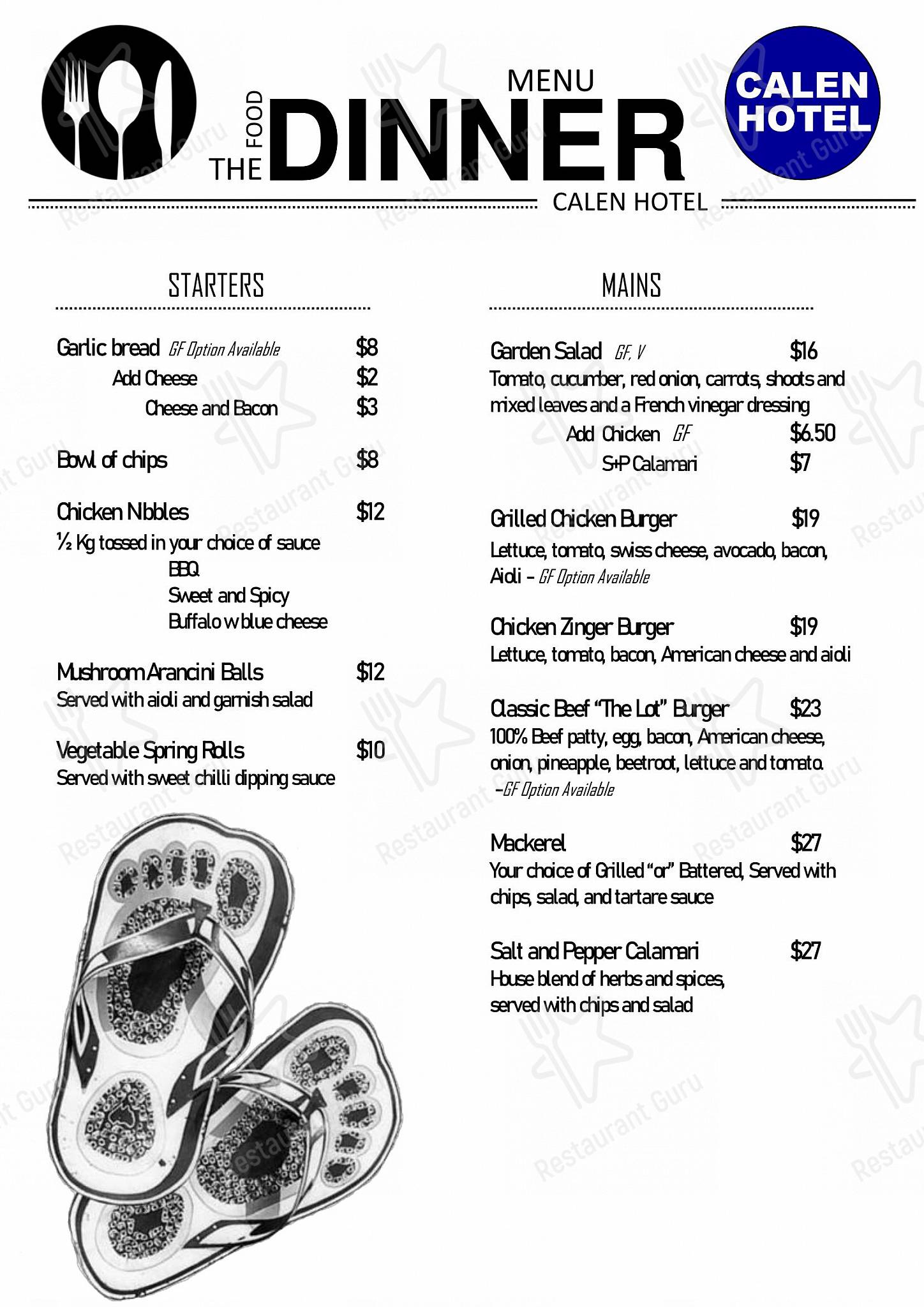 Menu at Calen Hotel pub & bar, Calen