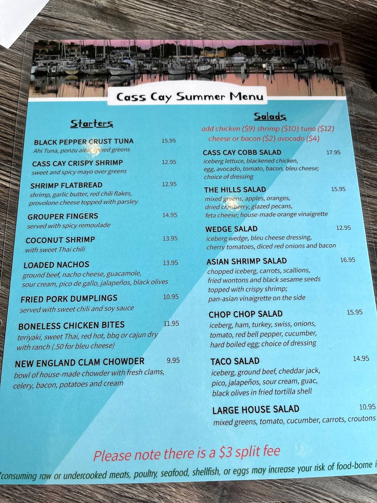 Menu at Cass Cay Restaurant & Bar, Burnt Store Marina