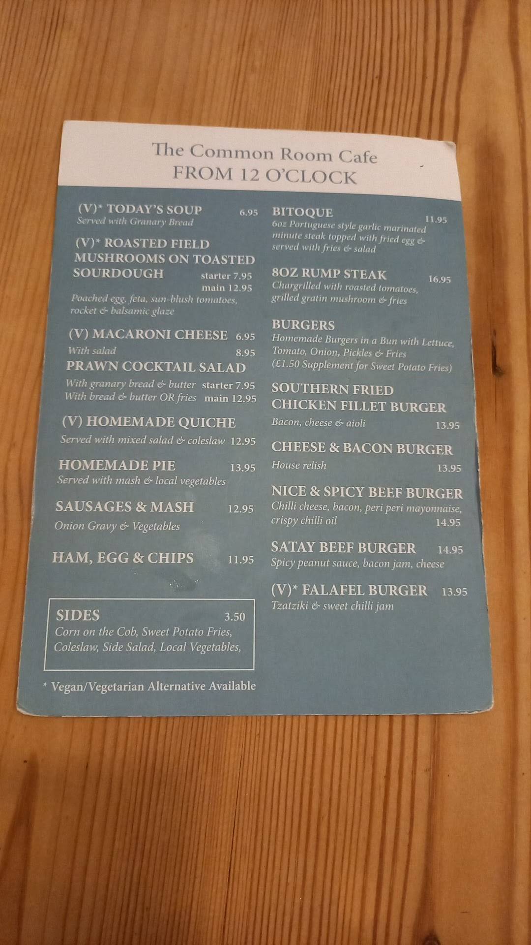 Menu at Common Room Café pub & bar, Framlingham