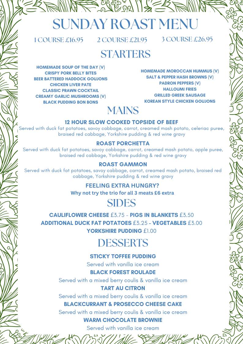 Menu at Euxton Mills pub & bar, Chorley, Wigan Rd