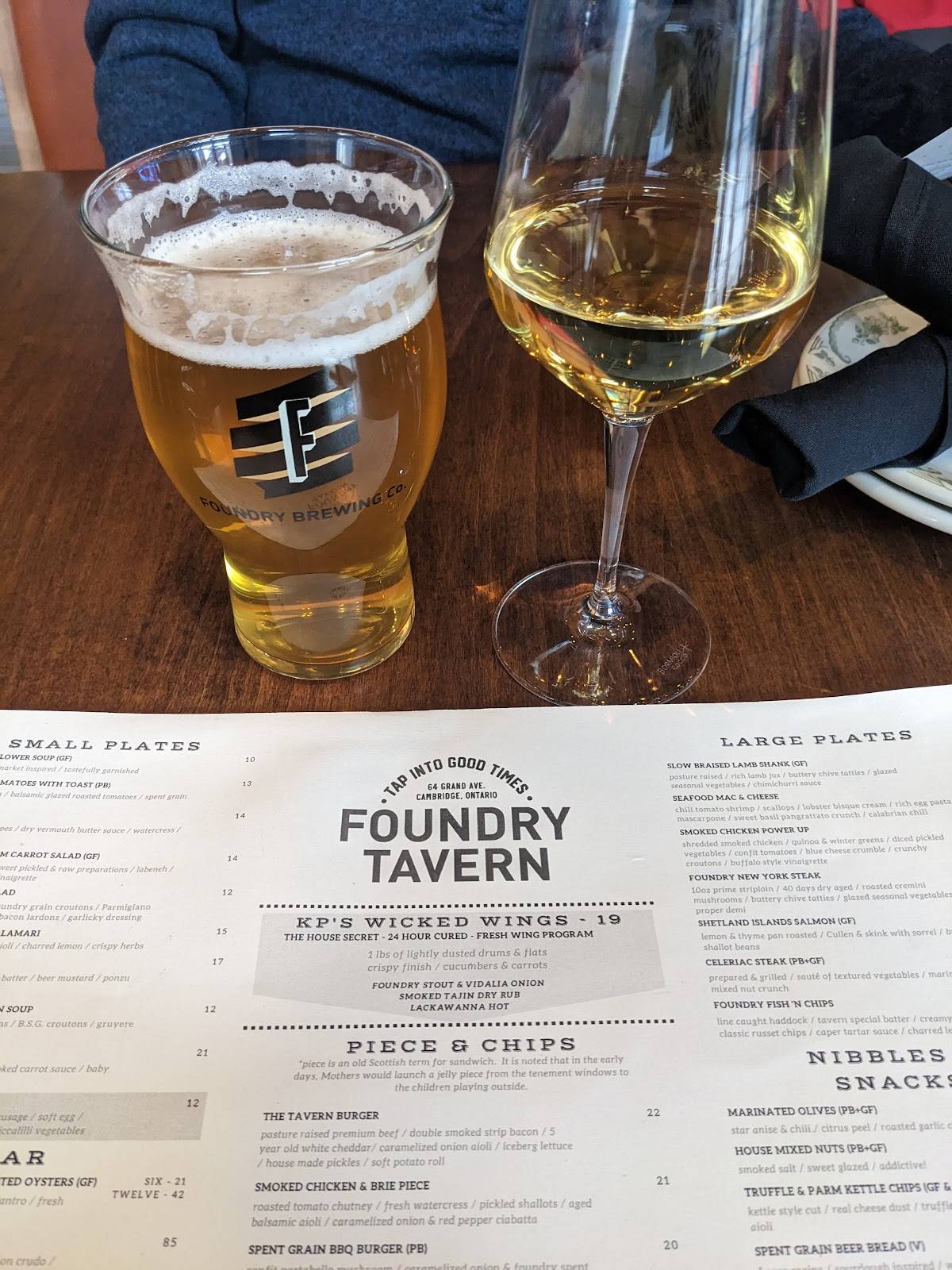 Menu at Foundry Tavern pub & bar, Cambridge
