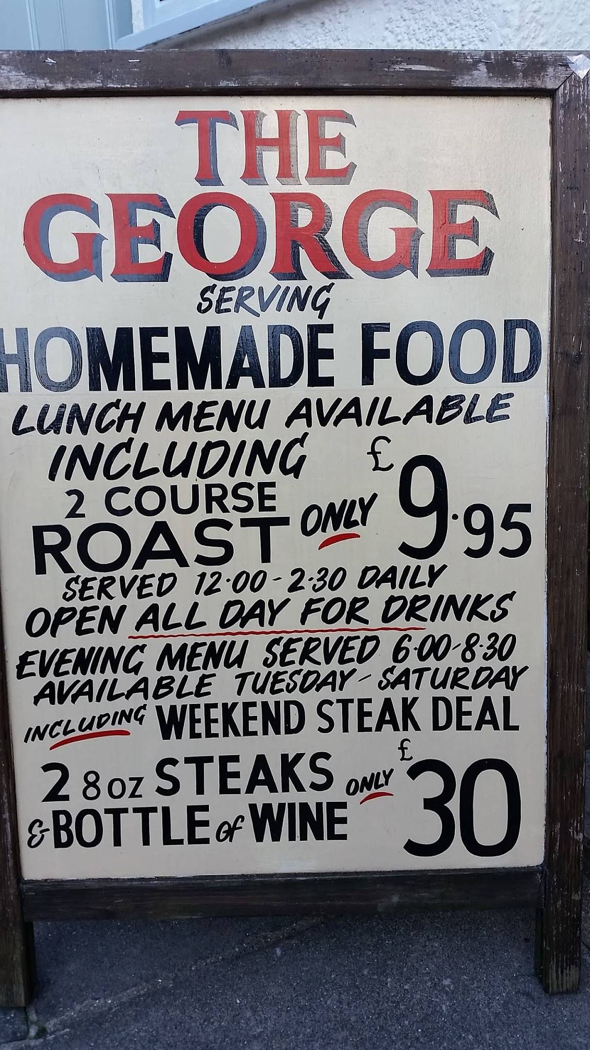 Menu at George Hotel pub & bar, Sherborne