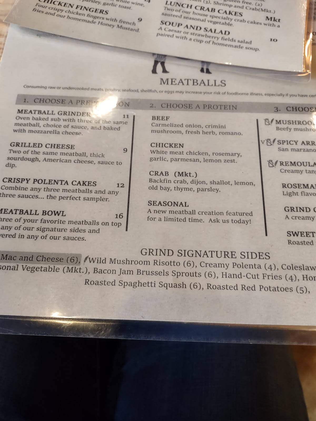 Menu at Grind pub & bar, Boyertown