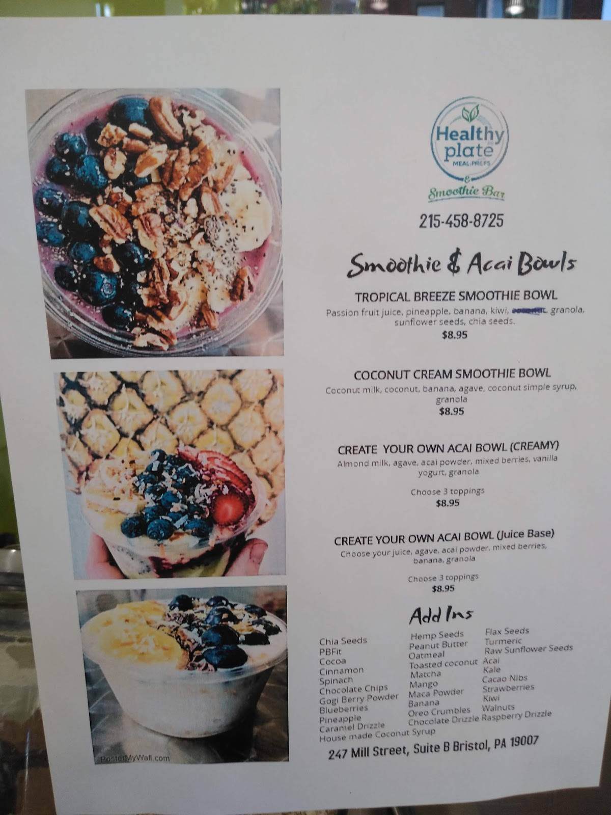 Menu at HP Smoothie Bar & Grill, Bristol